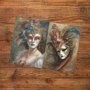 Masquerade Ball Junk Journal Half Papers, Carnival Inspired Digital ...