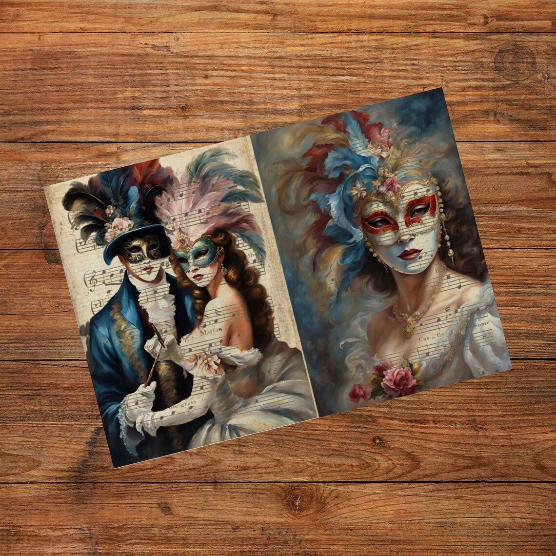 Masquerade Ball Junk Journal Half Papers, Carnival Inspired Digital ...