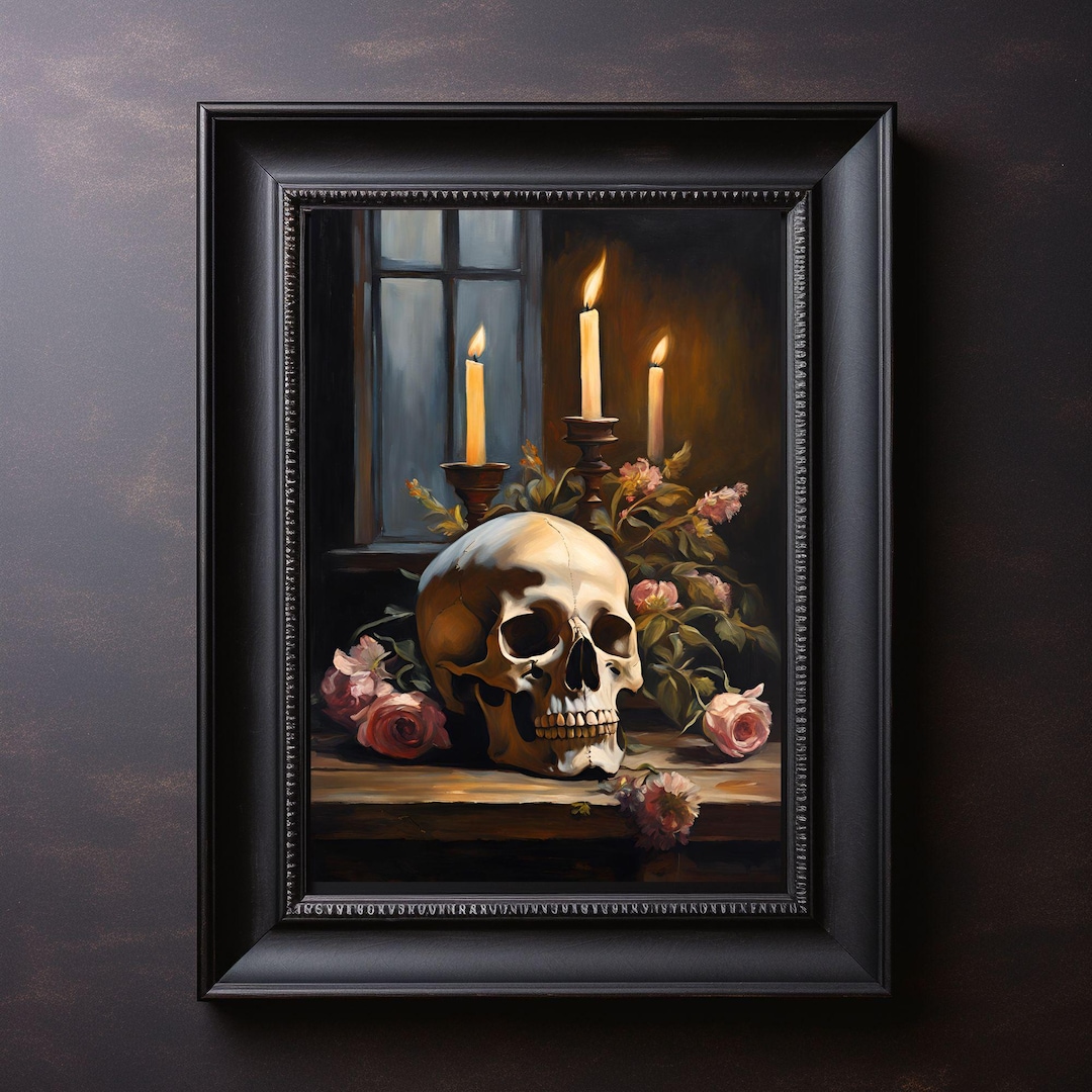Memento Mori Skull Art Print: Gothic Oil Painting (digital Download) - Etsy