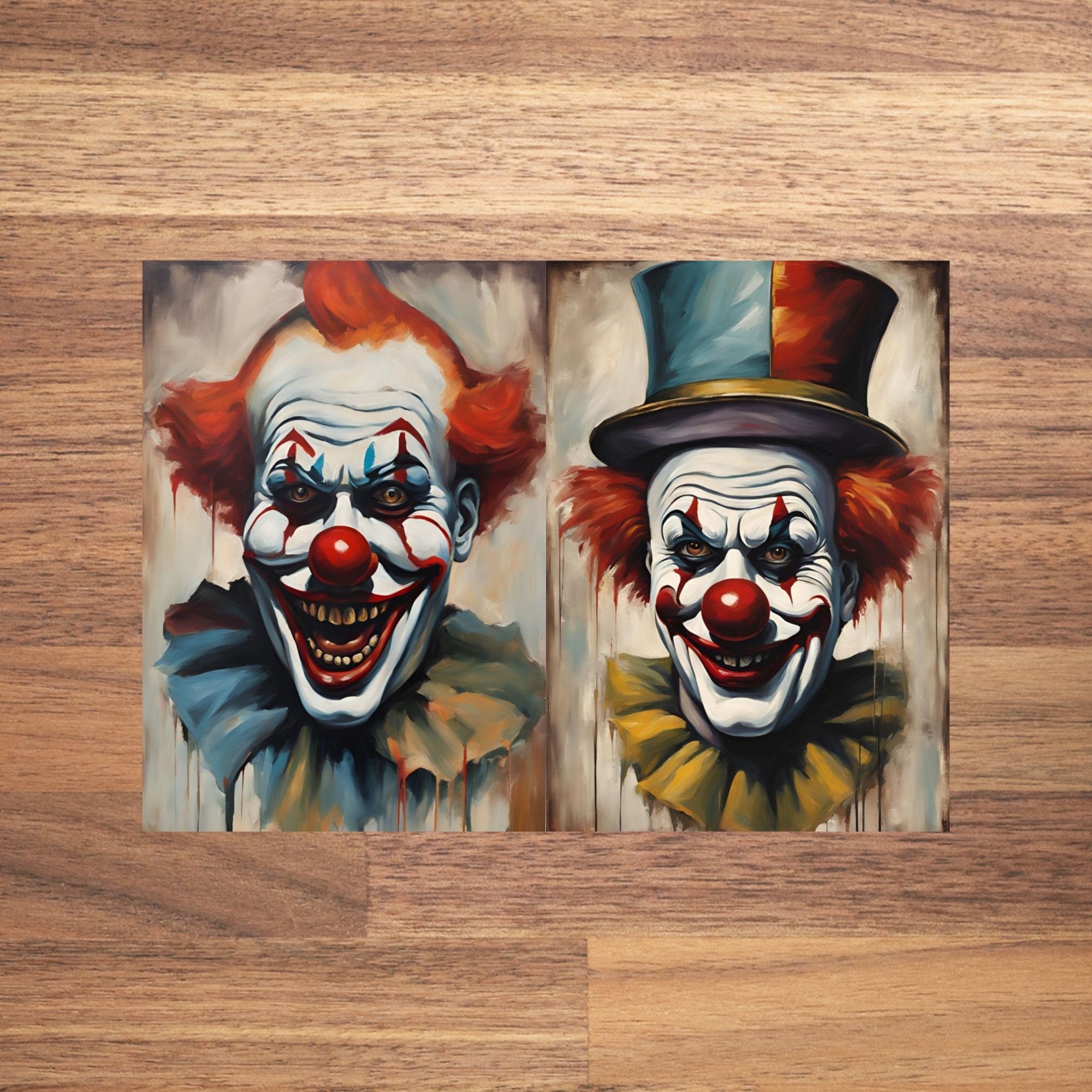 Creepy Clown Half Papers, Evil Horror Clown Vintage Style Junk Journal ...