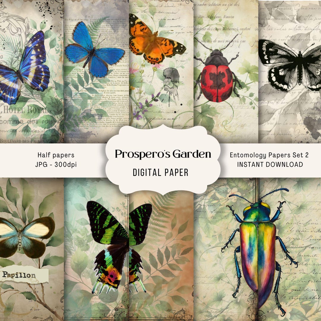 Entomology Junk Journal Pages, Digital Scrapbook Paper Kit, Vintage ...