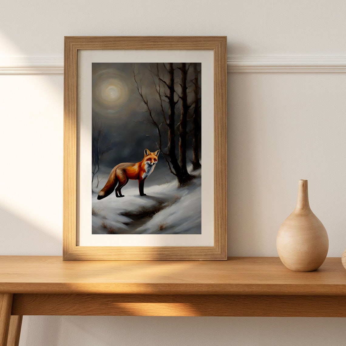Winter Fox Print, Vintage Winter Landscape Print, Fox in Winter ...