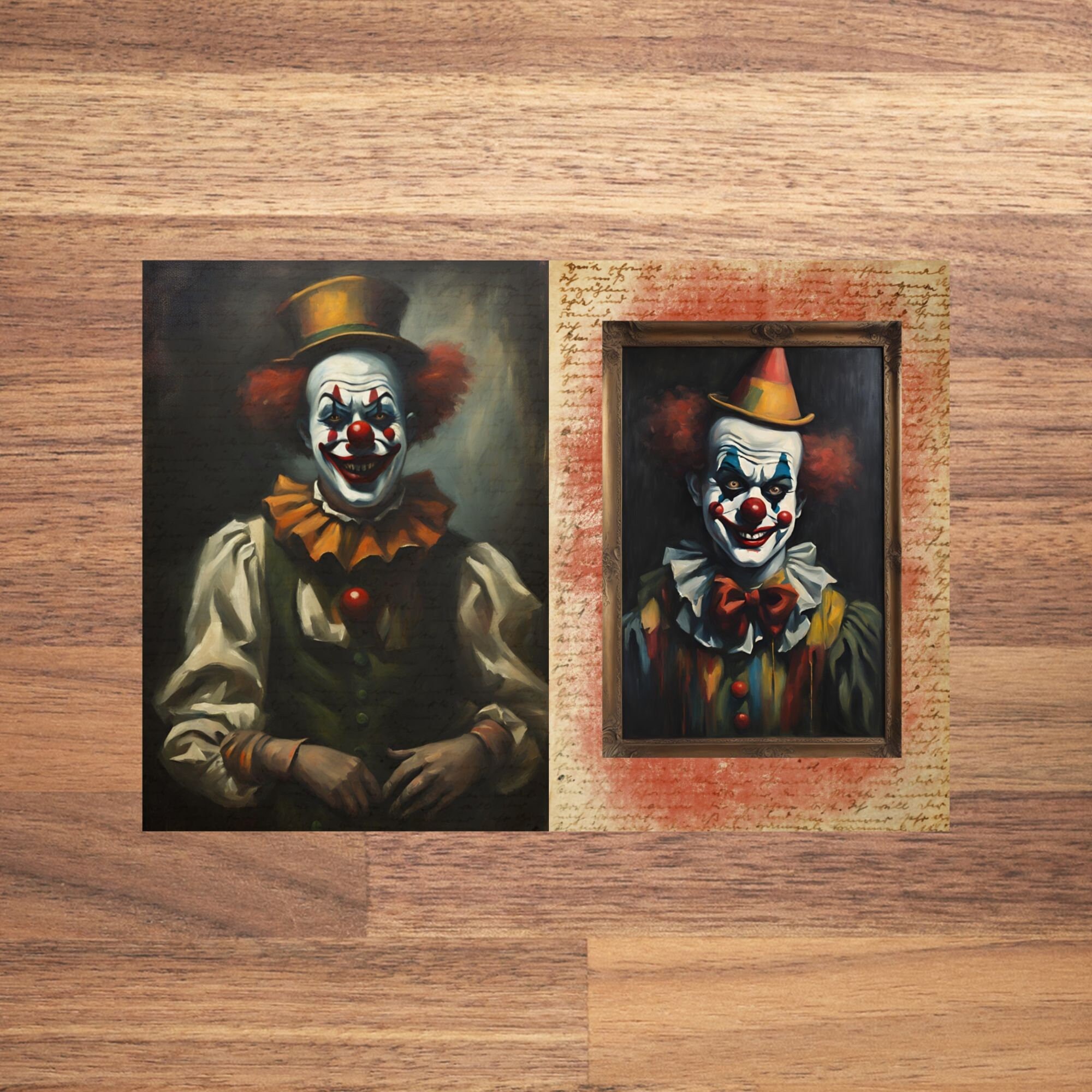 Creepy Clown Half Papers, Evil Horror Clown Vintage Style Junk Journal ...