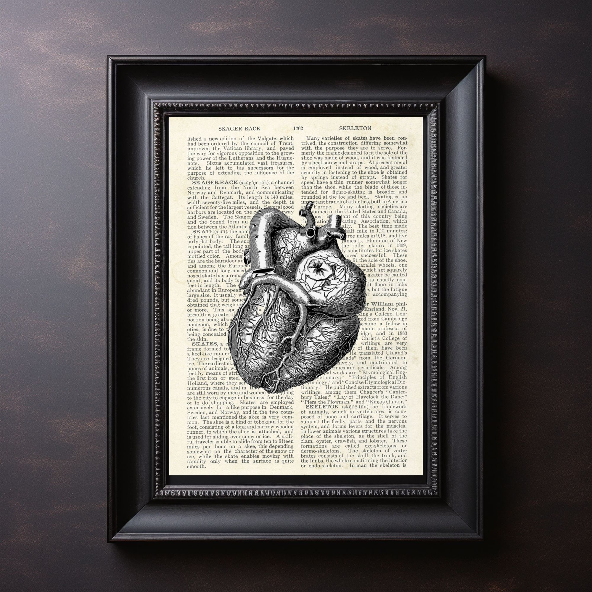 Coronary Anatomy Old Book Page Art, Anatomical Heart Print, Anatomy ...