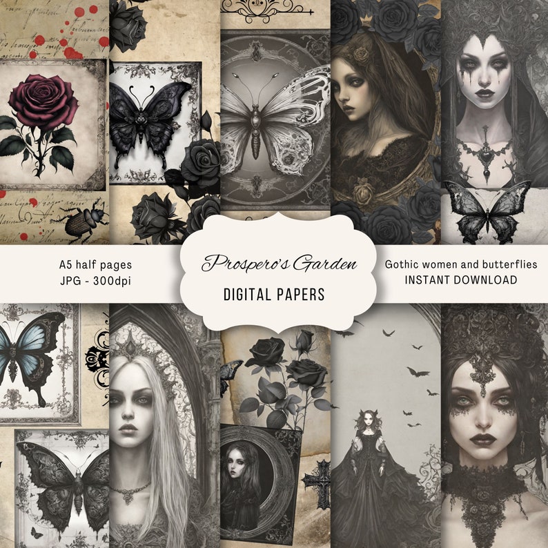 Gothic Junk Journal Pages for Journalling or Collage, Dark Art Digital ...
