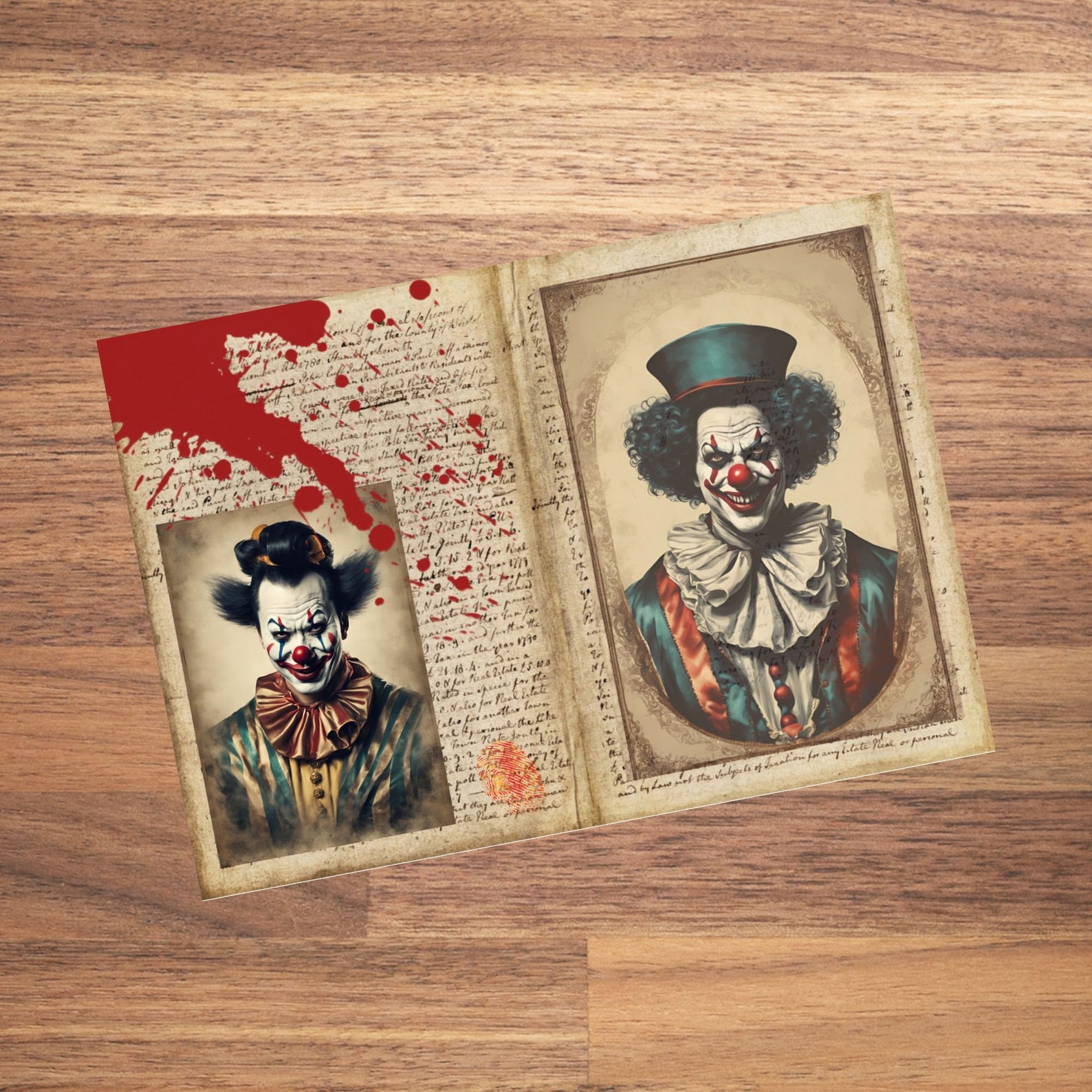 Creepy Clown Half Papers, Evil Horror Clown Vintage Style Junk Journal ...