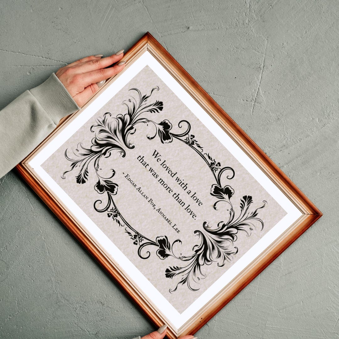 Edgar Allan Poe, Annabel Lee, Love Quote: Gothic Romantasy Print ...