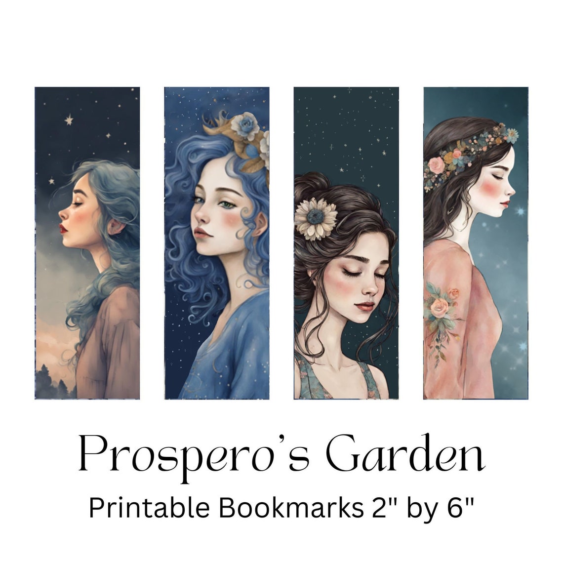 Four Printable Bookmarks, Whimsical Girls Digital Print and Cut ...
