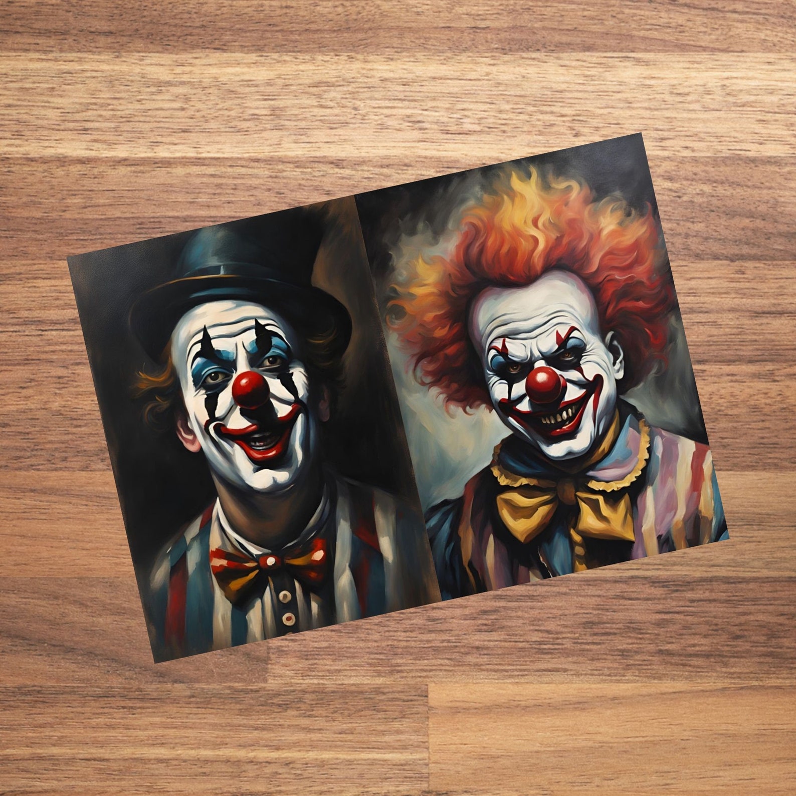 Creepy Clown Half Papers, Evil Horror Clown Vintage Style Junk Journal ...