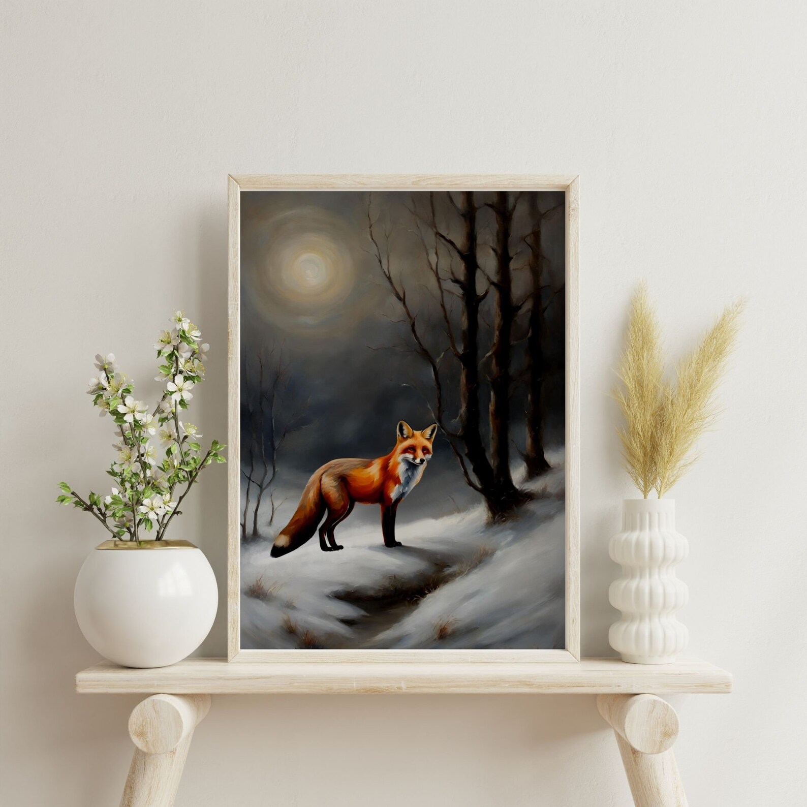 Winter Fox Print, Vintage Winter Landscape Print, Fox in Winter ...