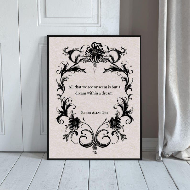 All That We Seem, Edgar Allan Poe Quote Print: Victorian Gothic Dark ...