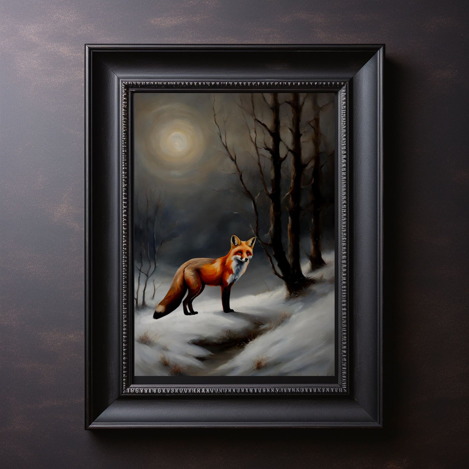 Winter Fox Print, Vintage Winter Landscape Print, Fox in Winter ...
