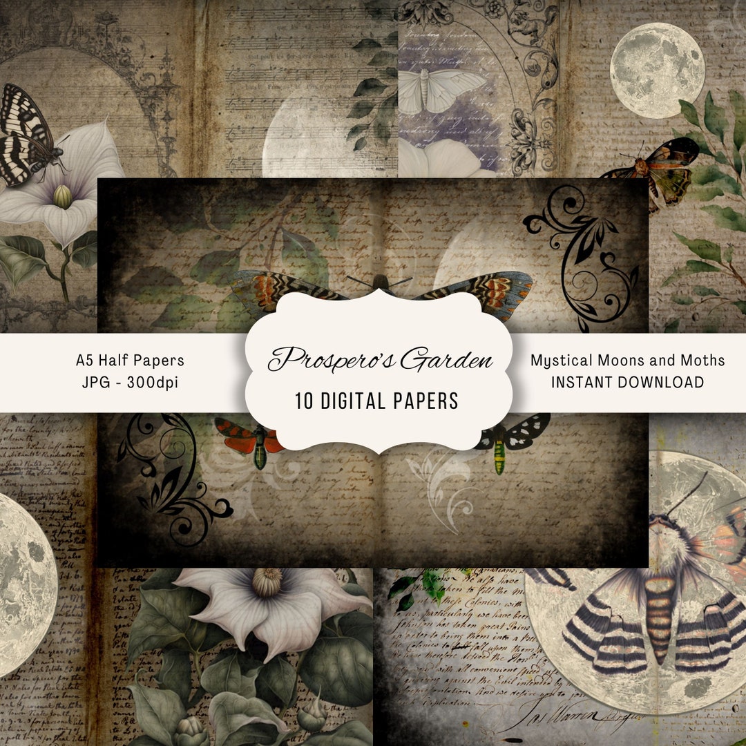 Mystic Moons and Moths, Dark Academia or Gothic Half Papers, Junk ...