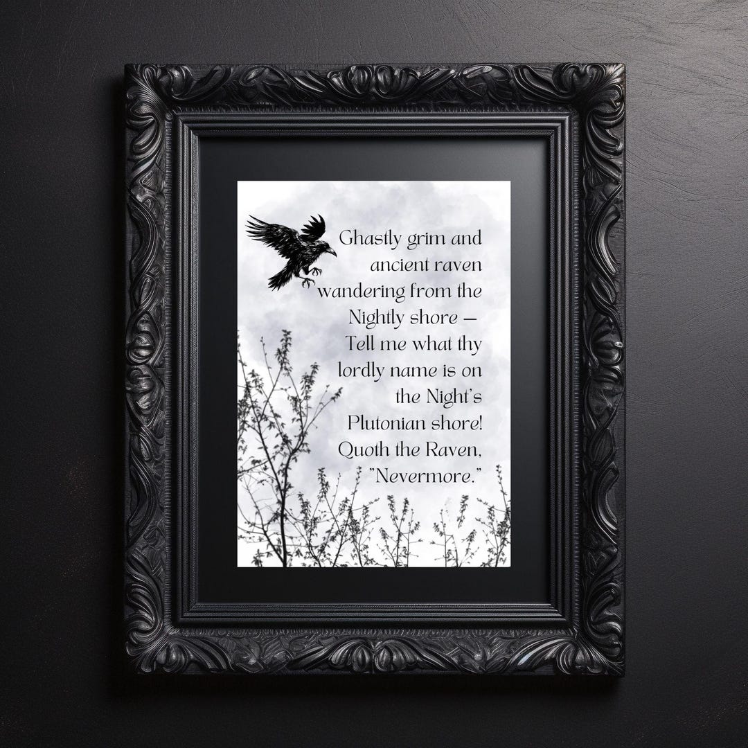 Edgar Allan Poe the Raven Quote Print, "quoth the Raven Nevermore ...