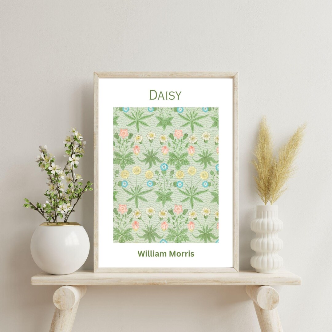 Daisy William Morris Pattern Digital Print, Daisy Wall Art, Art Nouveau ...