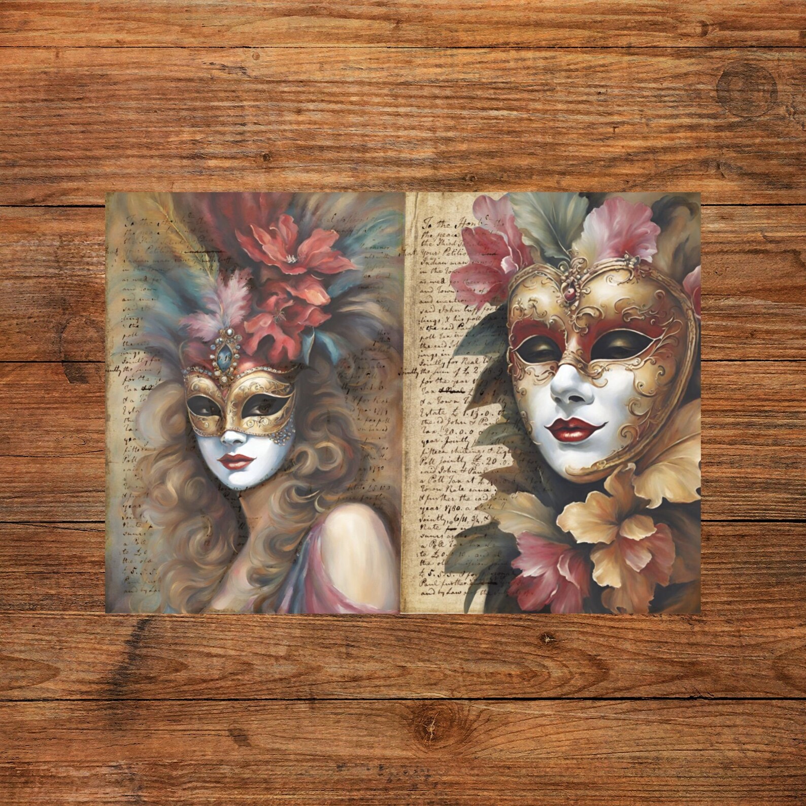 Masquerade Ball Junk Journal Half Papers, Carnival Inspired Digital ...