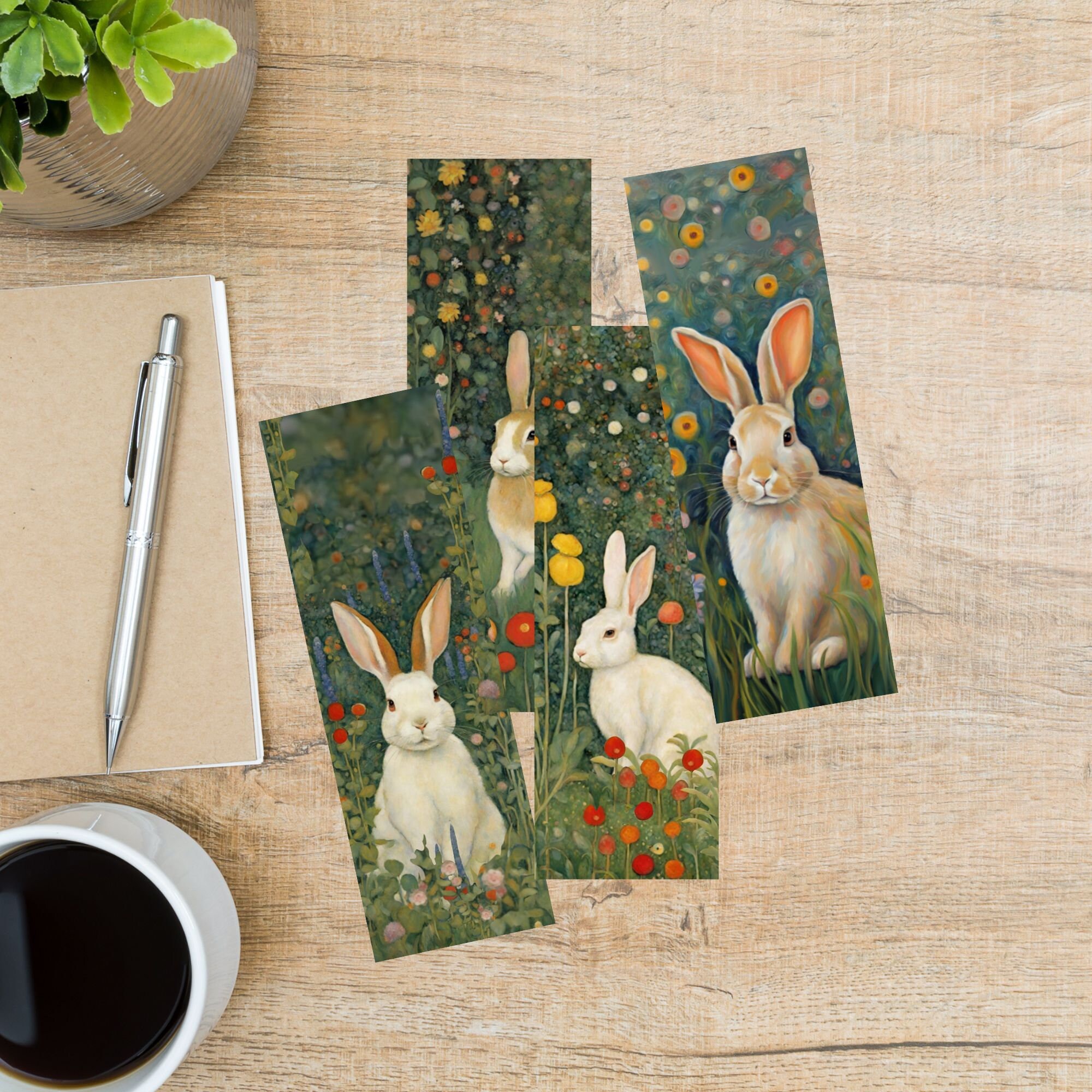 Klimt Style Rabbit Bookmarks: Floral Bunny Print (digital Download) - Etsy