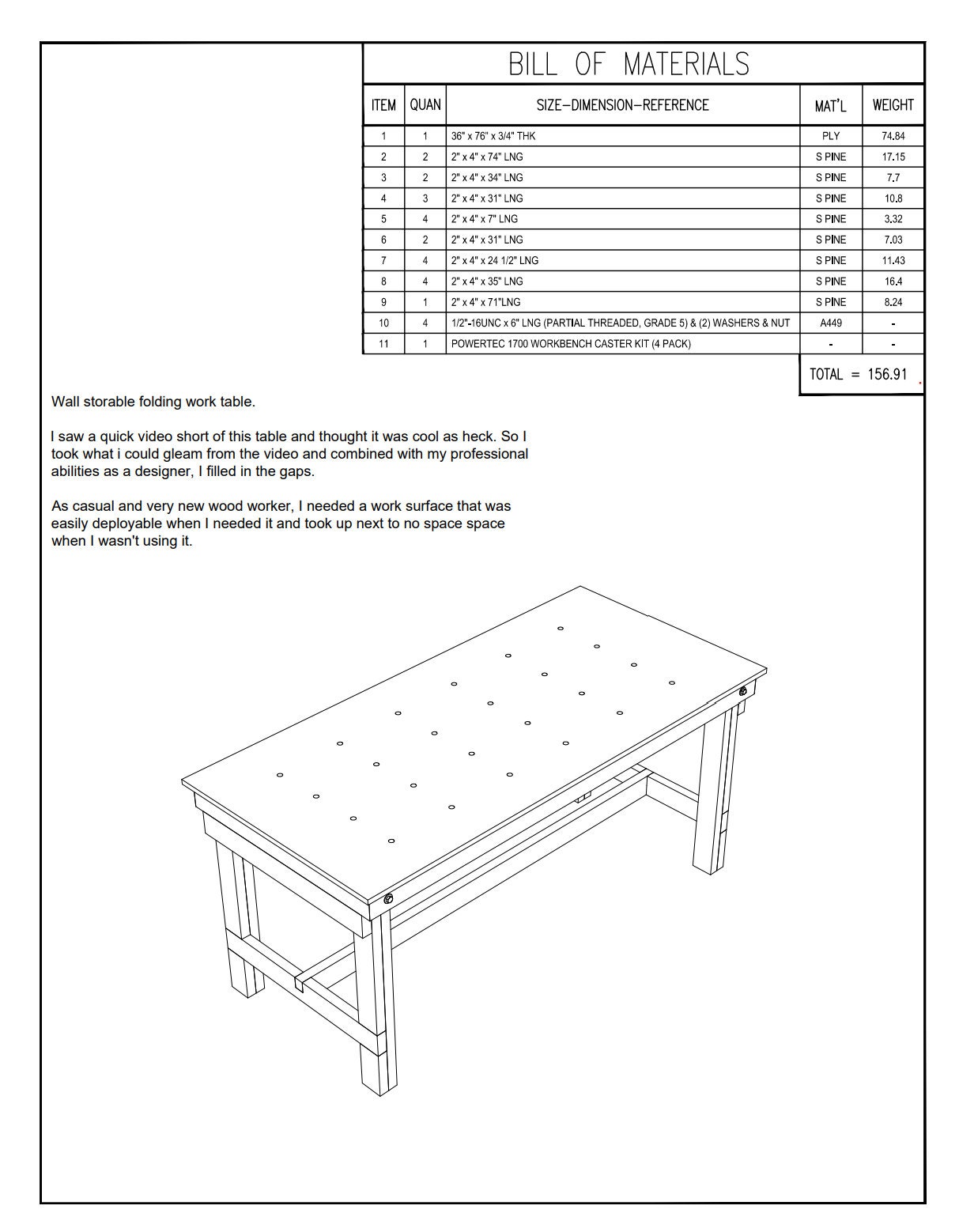 Collapsible, and Wall Hangable Work Table, Plans Only - Etsy Canada