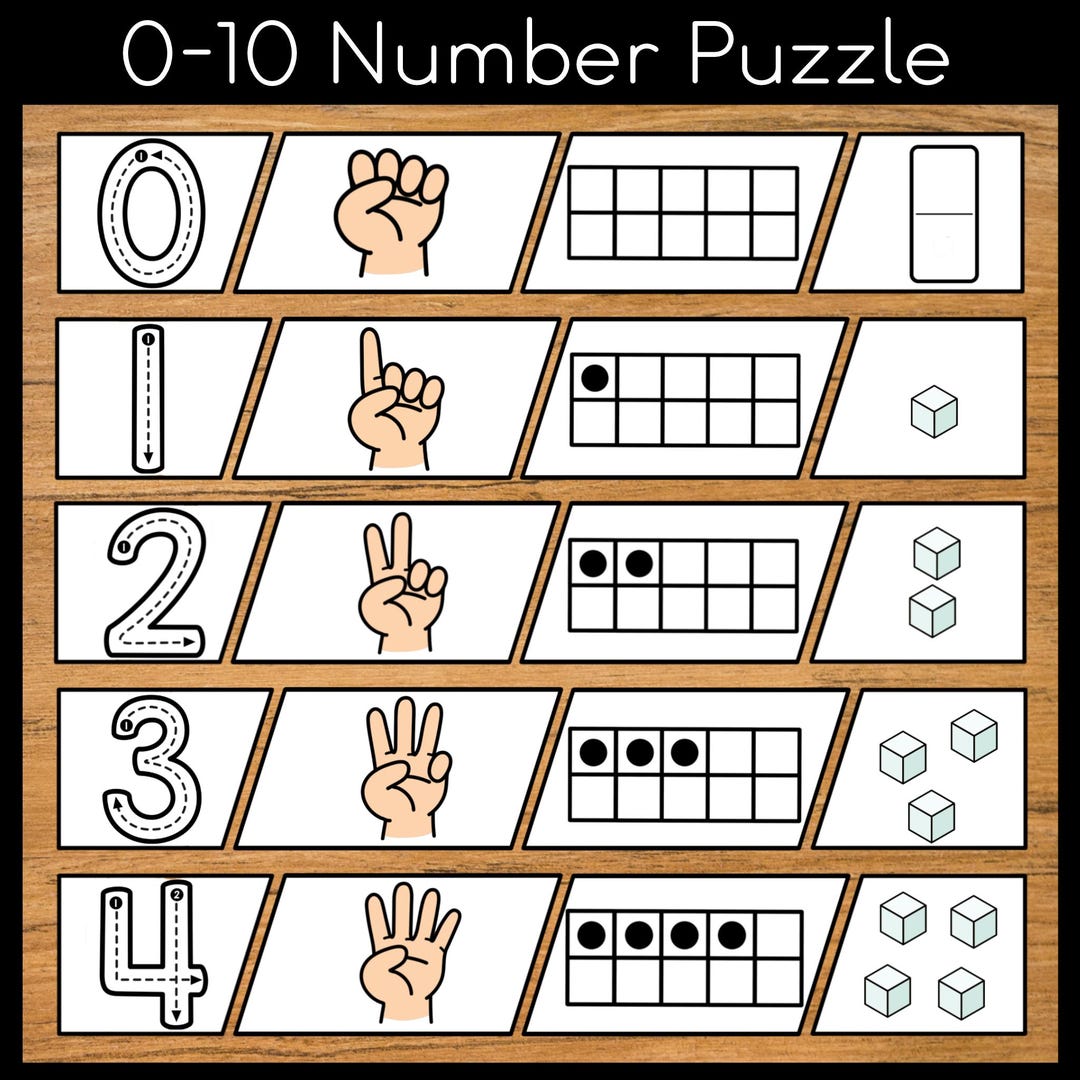 Counting Puzzle and Tracing Numbers Activity 0-10 Math Task Box for ...