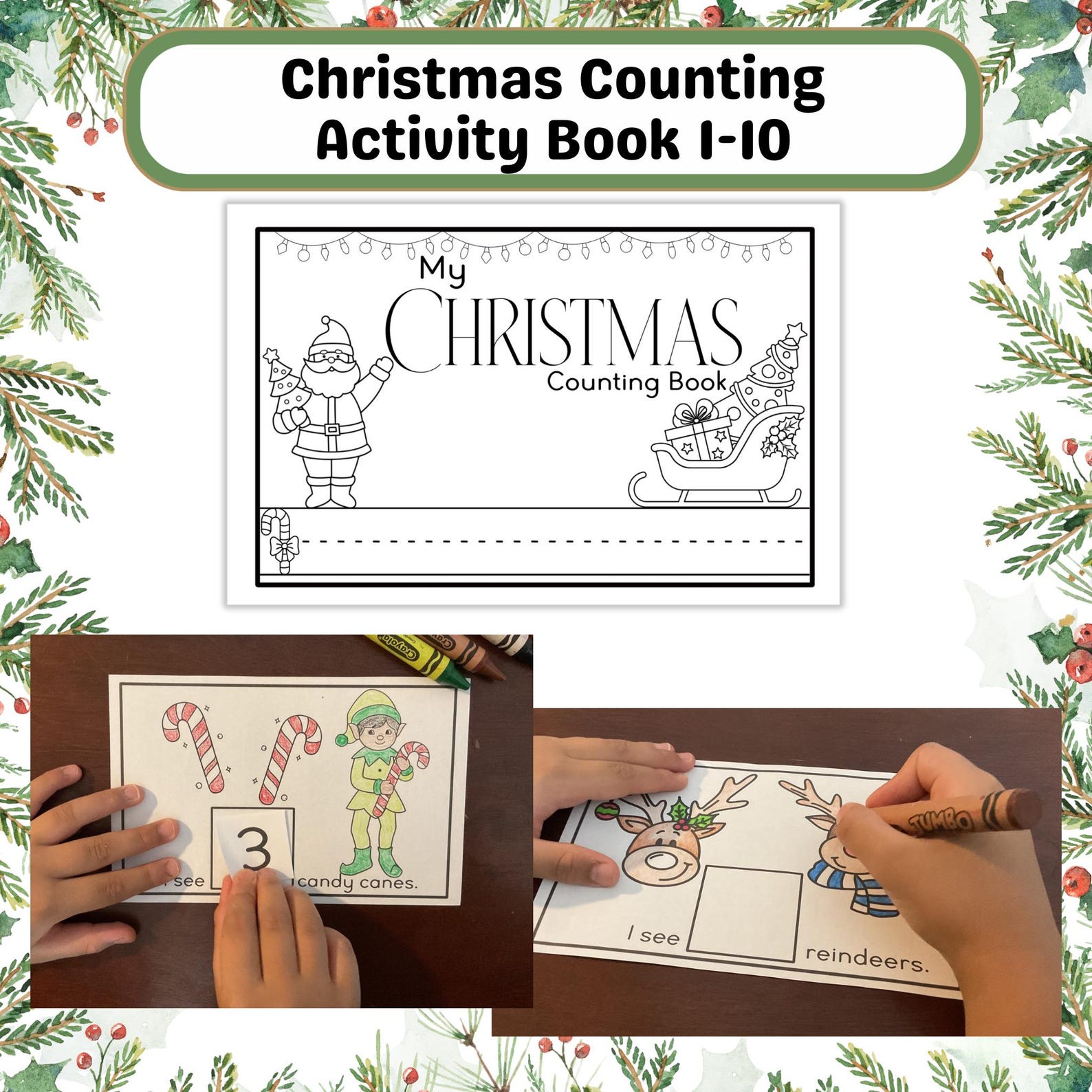 Christmas Counting Book No-prep Math Activity for Homeschool Preschool ...