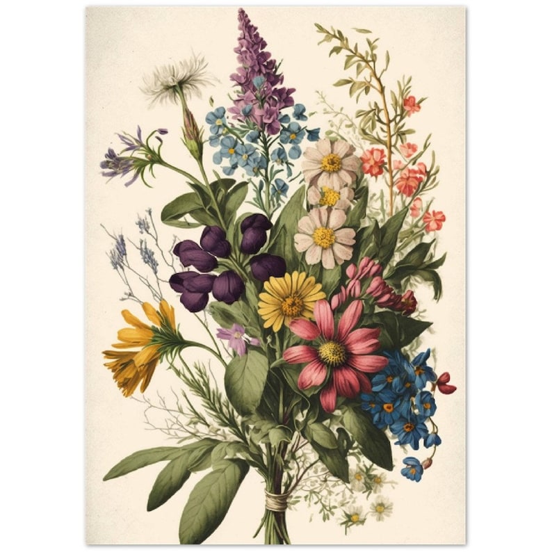 Vintage Print Plants Floral Art Botanical Flowers Minimalist Art