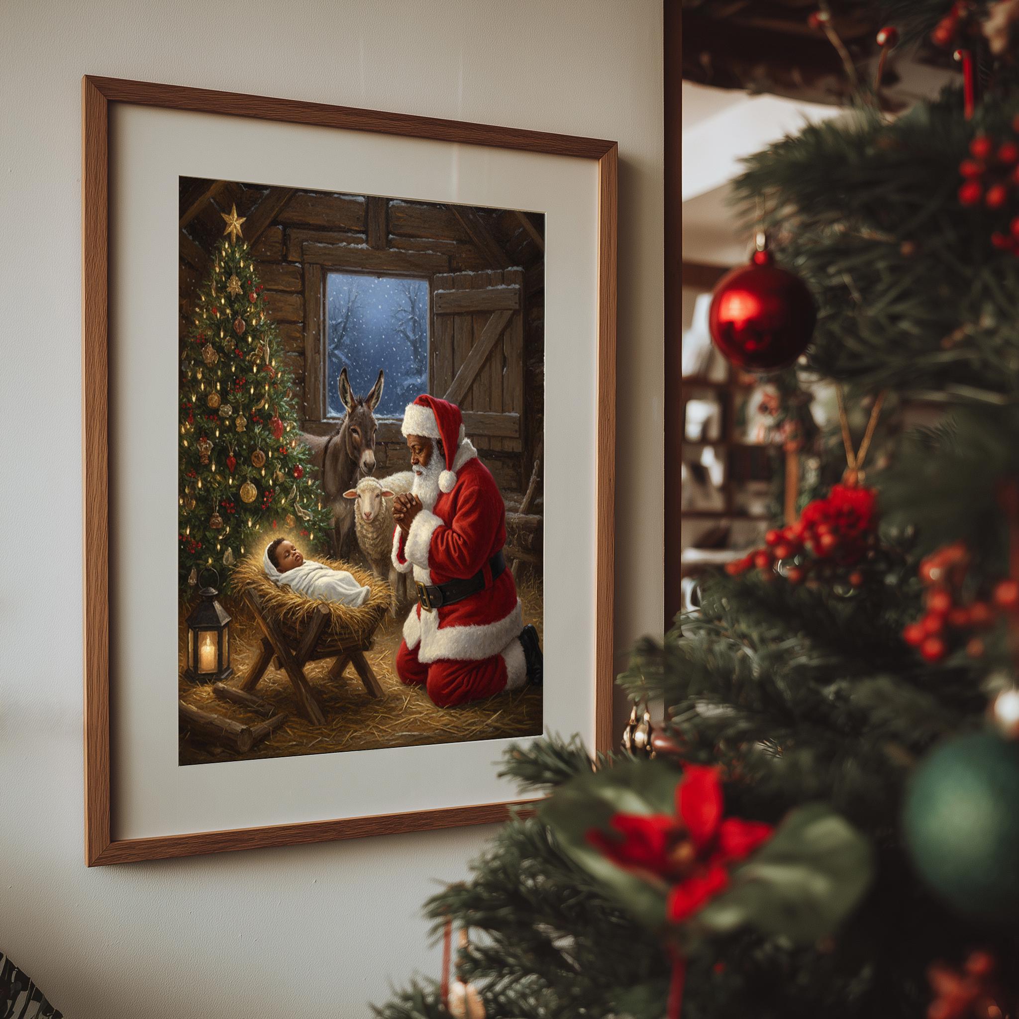 Black Santa Praying to Black Jesus – African American Nativity Digital ...