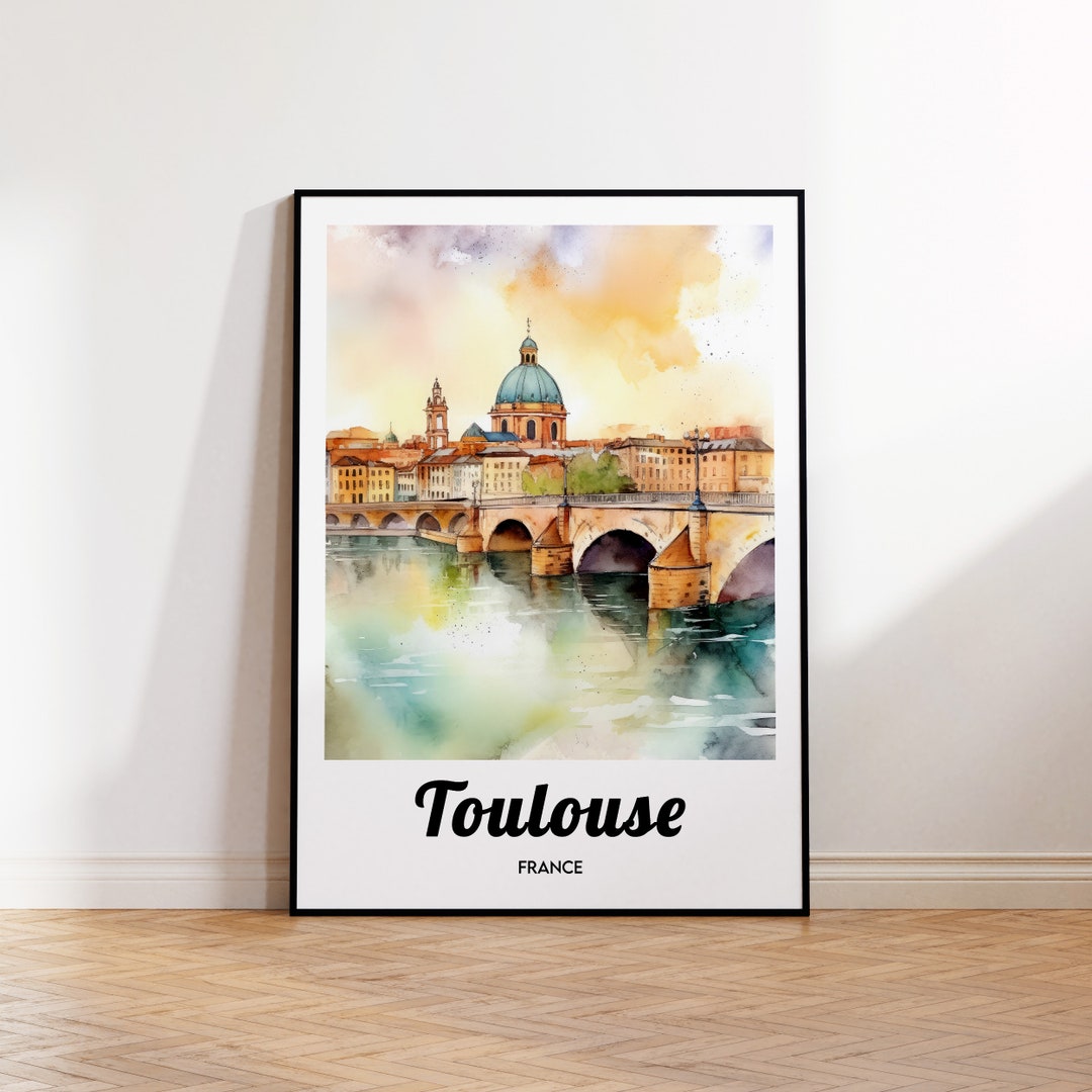 Toulouse Travel Poster, Toulouse Art Print, Toulouse Watercolor, France ...