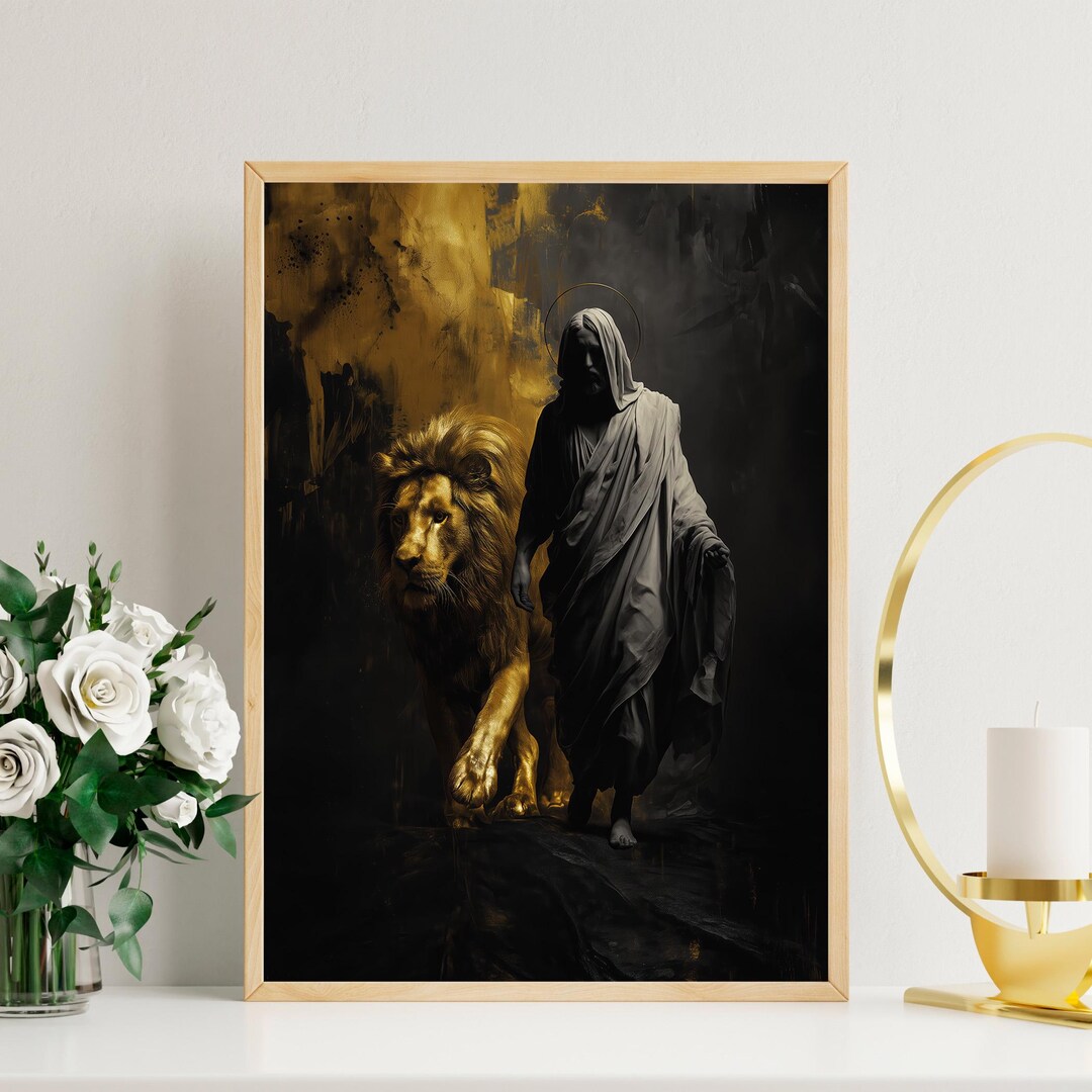 Jesus Lion of Judah Digital Art, Lion Judah Wall Art to Print at Home ...