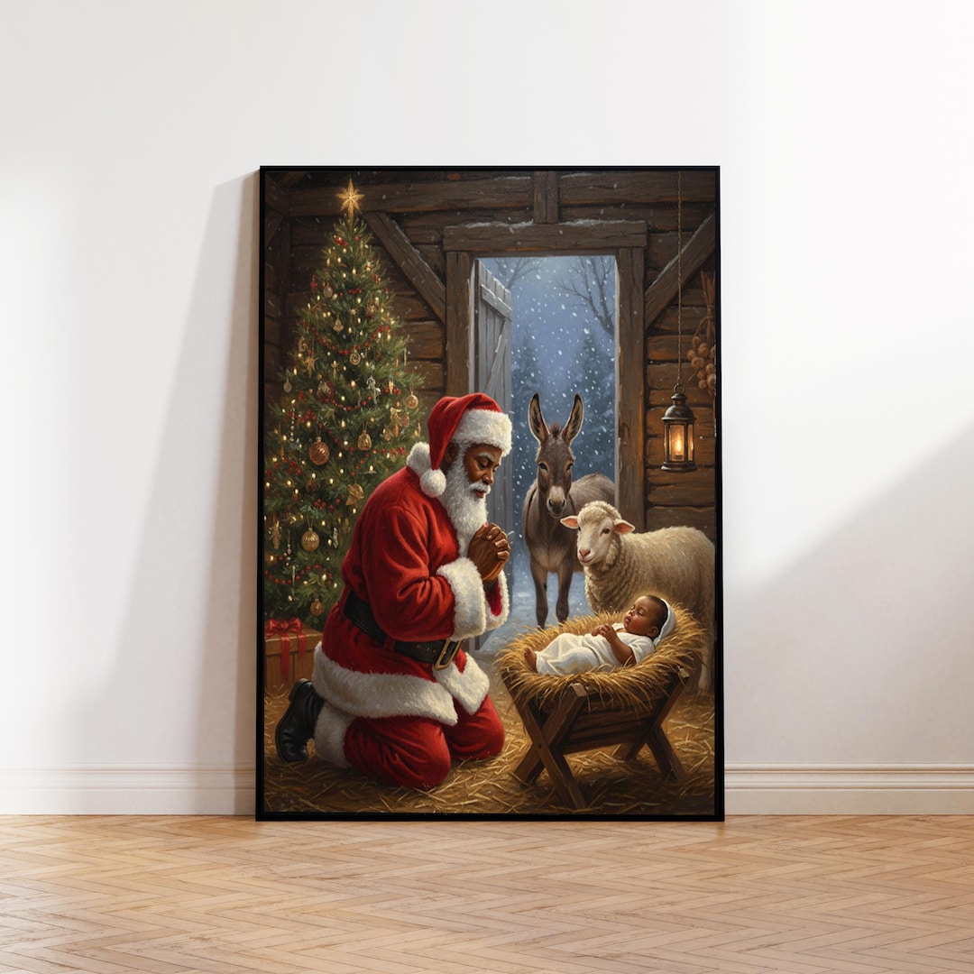 African American Nativity Scene – Black Santa and Jesus – Digital ...