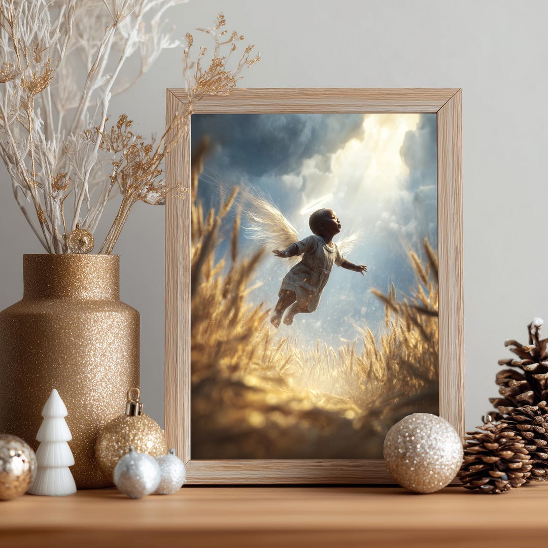 Black Baby Going to Heaven Digital Art, Memorial Print for Infant Loss ...