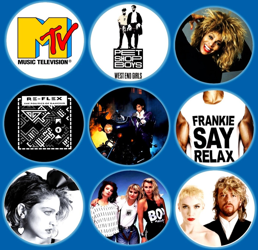 80's Music Pins MTV Rock Pop Button Buttons 80's Music Videos Frankie ...