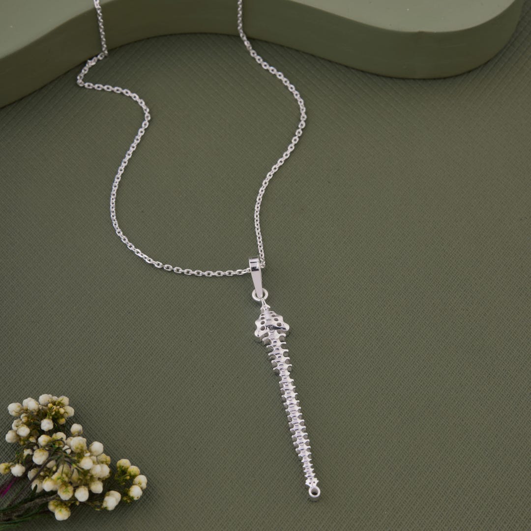 Sterling Silver Spine Cord Pandent With Chain With Custom Text Charm ...