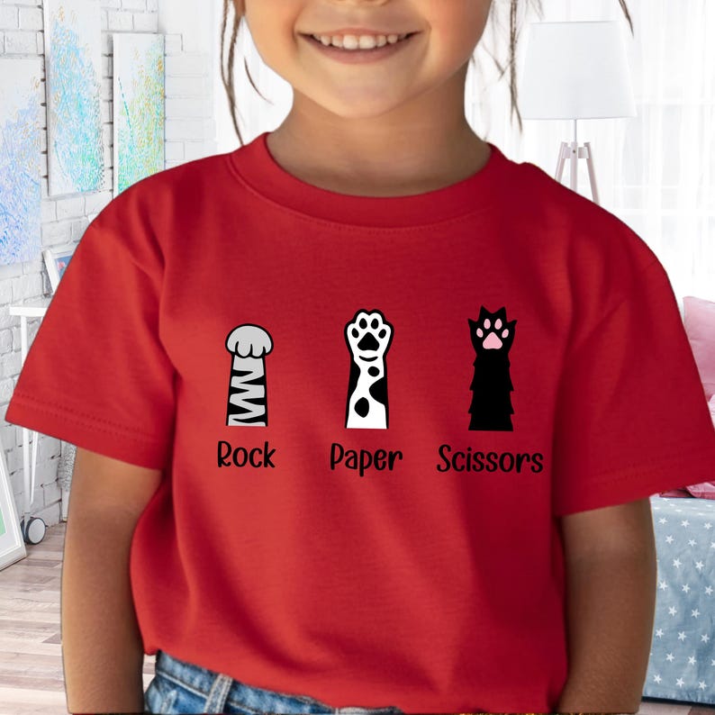 Funny Cat Paw Kids Shirt, Rock Paper Scissors Shirt, Cat Kids ...