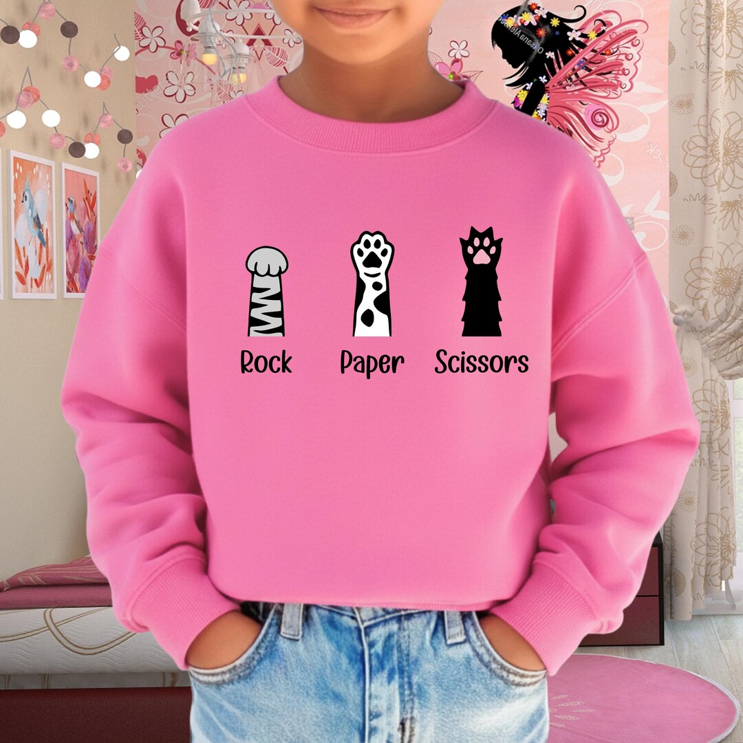 Funny Cat Paw Kids Shirt, Rock Paper Scissors Shirt, Cat Kids ...