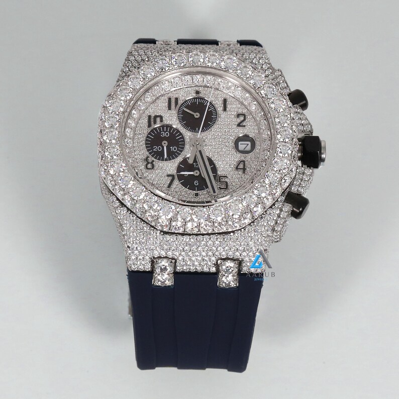 Half Iced Out Moissanite Diamond Watch Classic Diamond Watch Fully ...