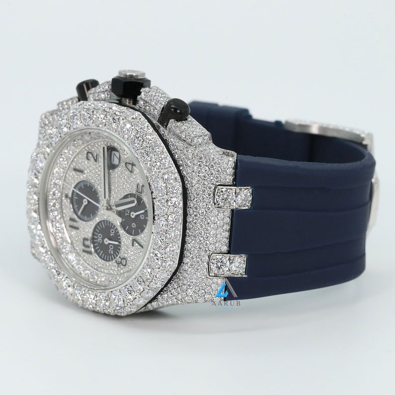 Half Iced Out Moissanite Diamond Watch Classic Diamond Watch Fully ...