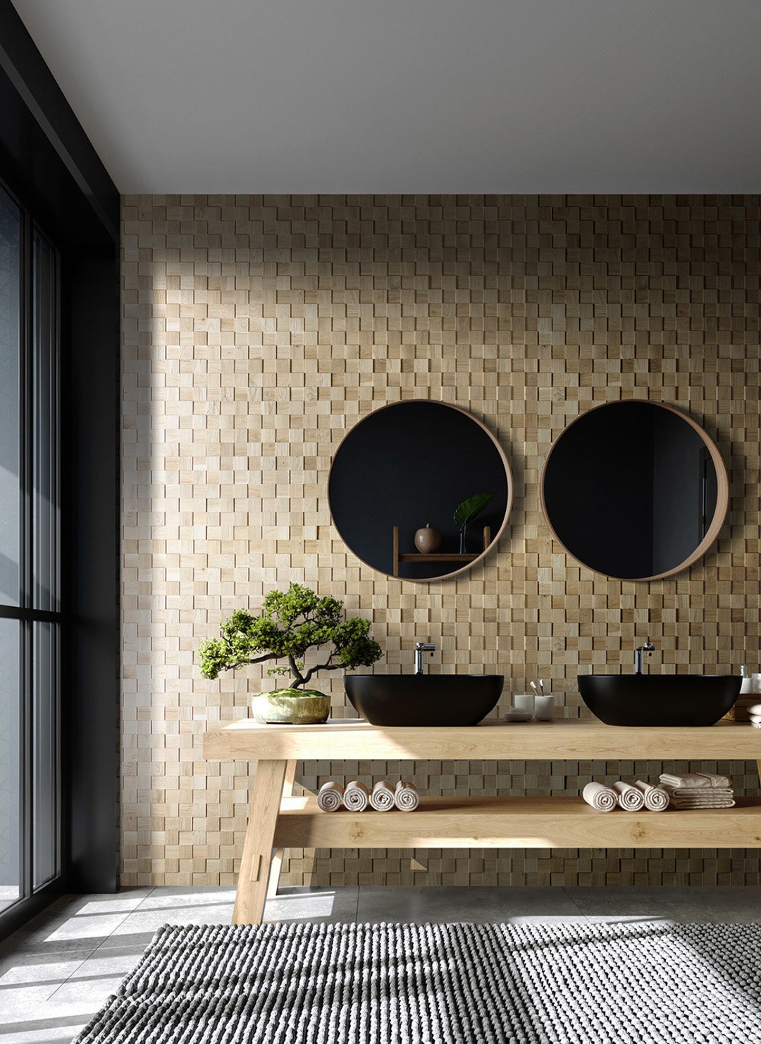 Oak Wood 3D Wall Panel "chess" - Etsy