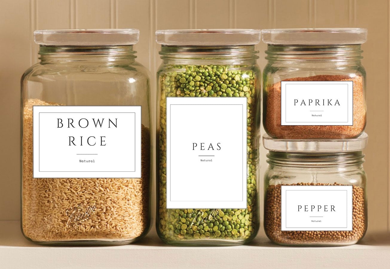 Pantry Jar Labels Templates, Minimalist Kitchen Organisation, Various ...