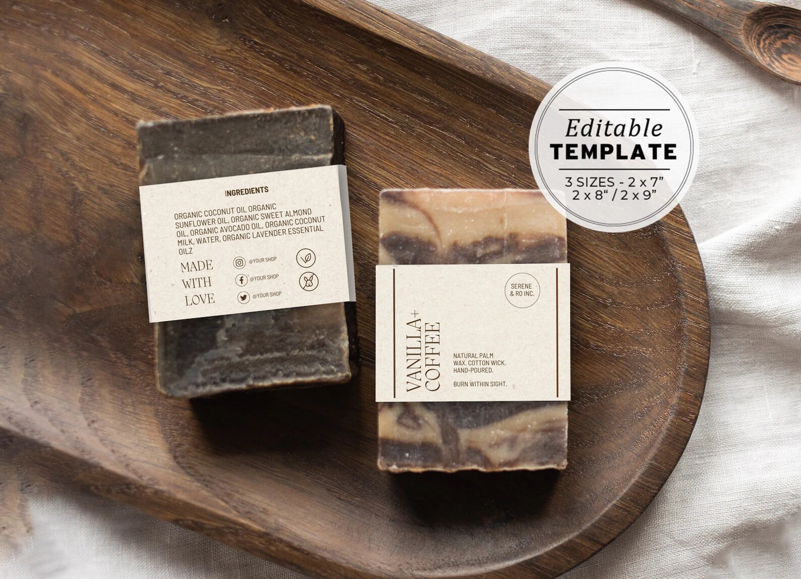 Editable Soap Label Template Canva, Soap Band Template, Soap Bar Labels ...