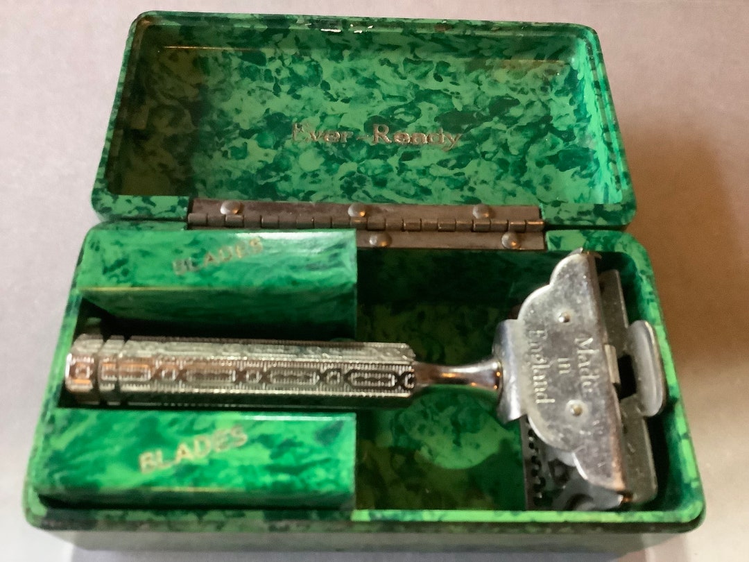 Vintage Ever Ready Safety Razor Set in Lovely Mottled Green - Etsy