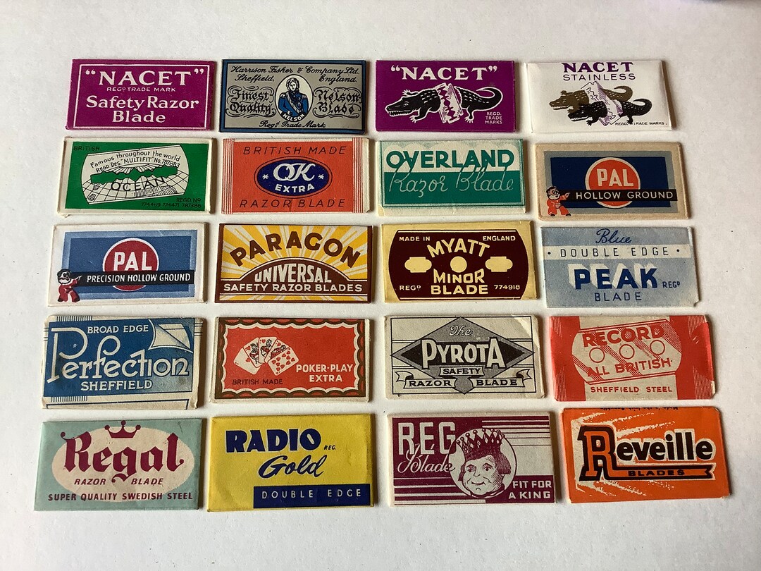 Vintage Razor Blades & Wrappers X 20 Different' England 'C' - Etsy