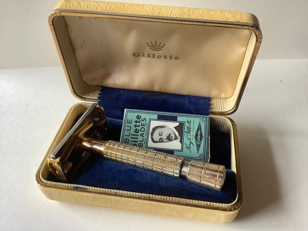 Mid 1950's Gillette Rocket Gold Plated Flare Tip Boxed & Blades Made in ...