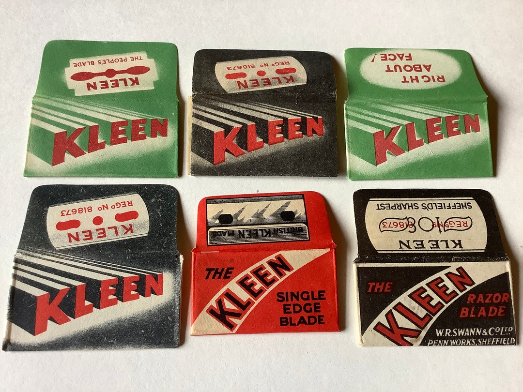 Vintage Razor Blades & Wrappers X 6 Different 'kleen' WR Swann ...