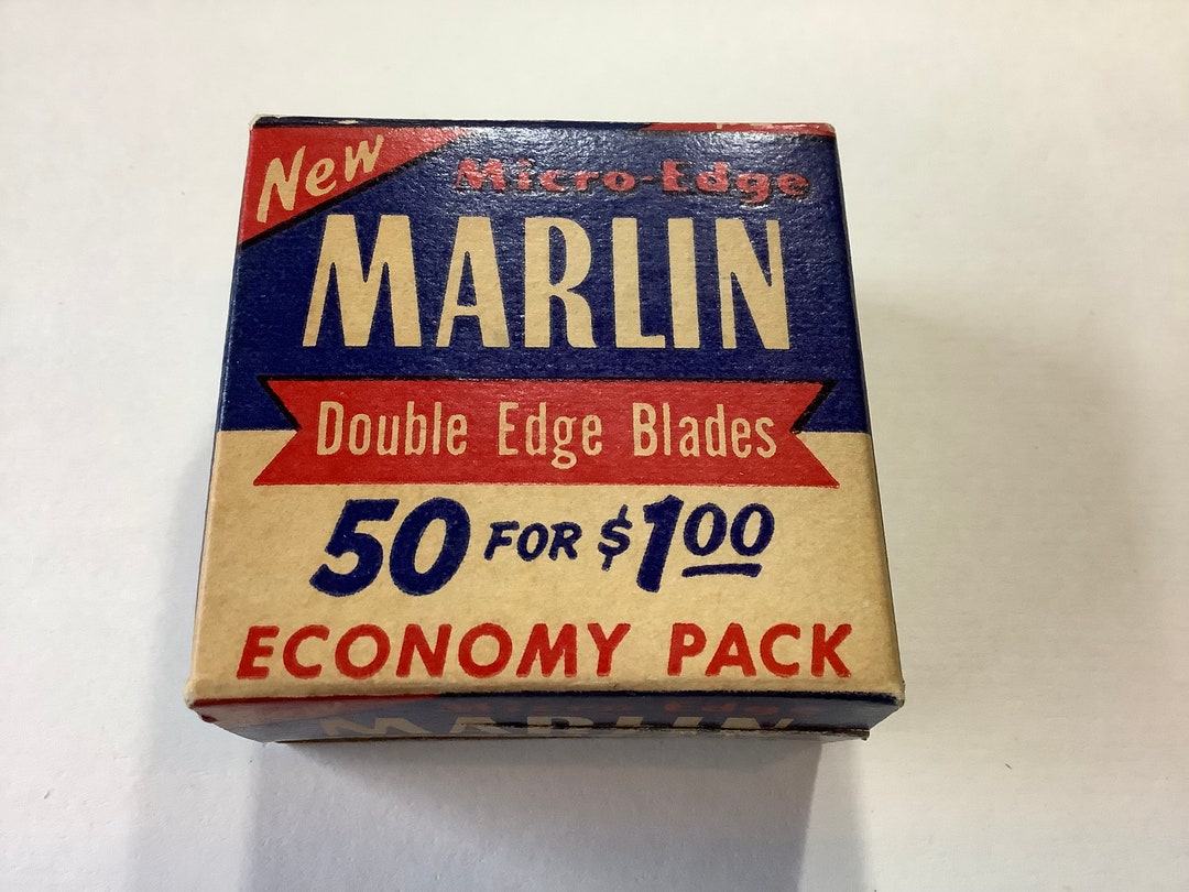 Vintage Razor Blades 'marlin' Large Box Nearly Full. - Etsy