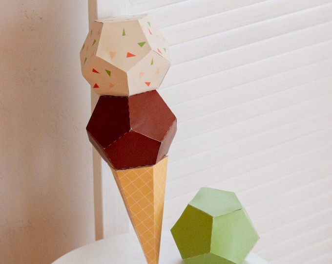 DIY Papercraft 3D DIY Big Ice Cream KIT Paper Decor Origami for Kids ...