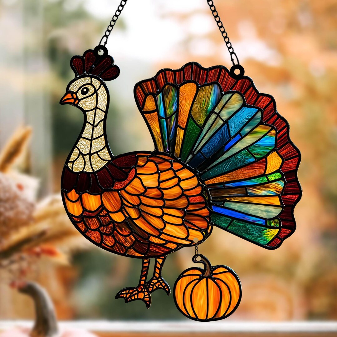 Thanksgiving Turkey Acrylic Window Hanging, Thanksgiving Decoration ...