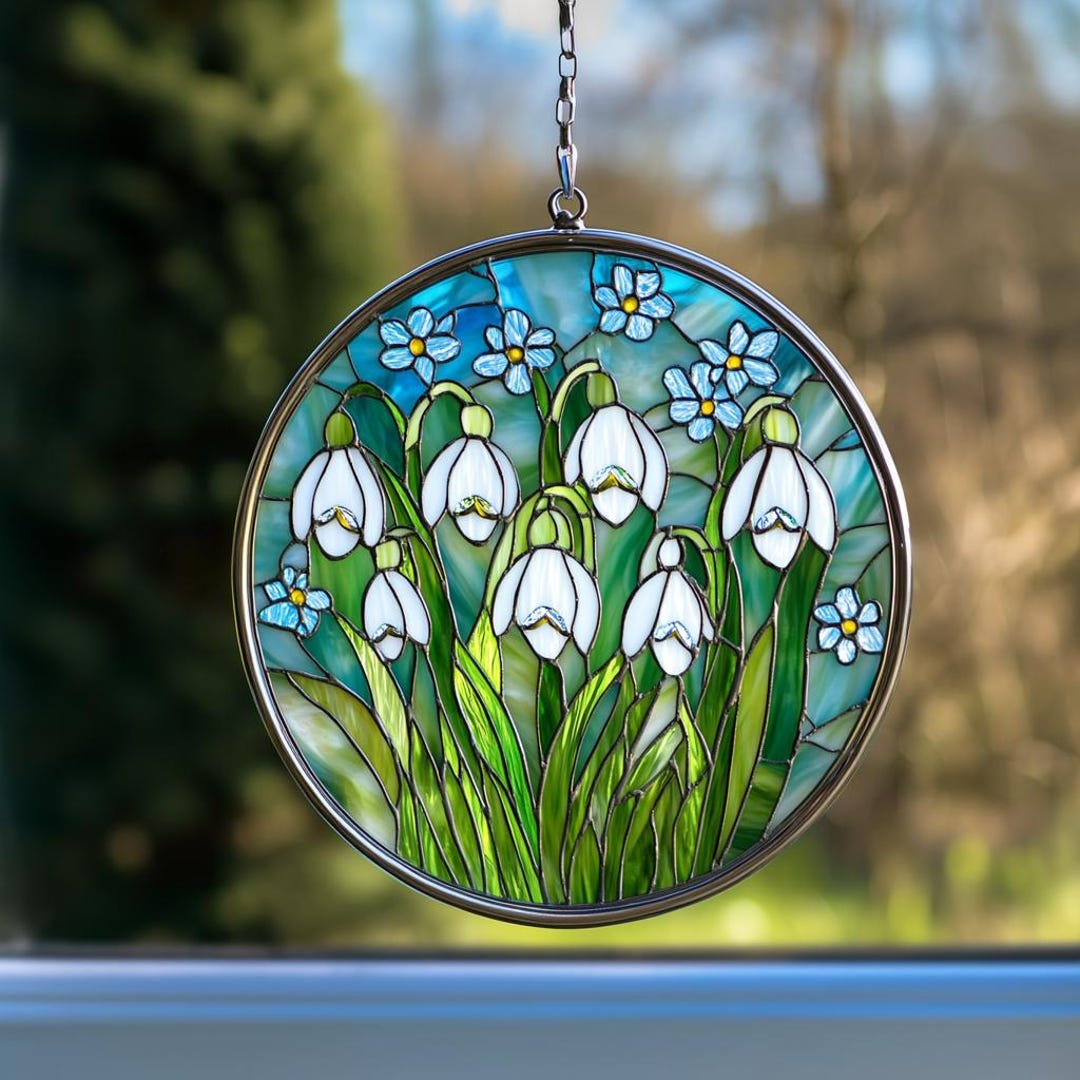 Snowdrops Suncatcher Window Hanging Seasonal Flower Plant Mom Gift for ...