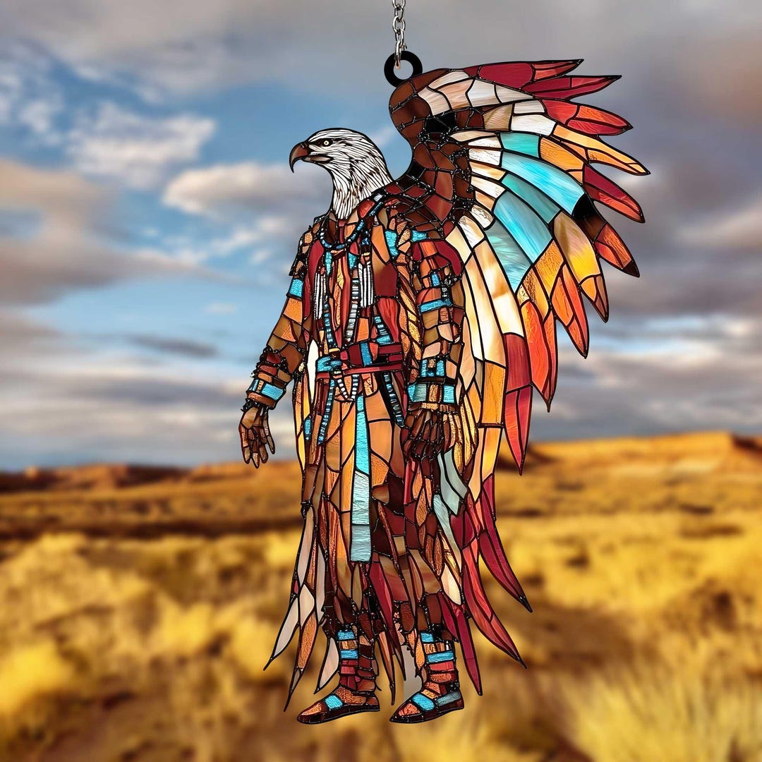 Eagle Native American Acrylic Suncatcher, Dreamcatcher Tribal Decor ...
