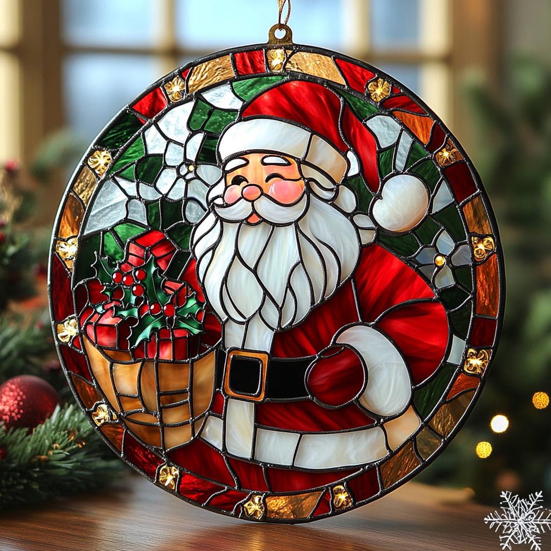 Santa Clause Suncatcher Window Hanging Santa Clause Ornament Christmas ...