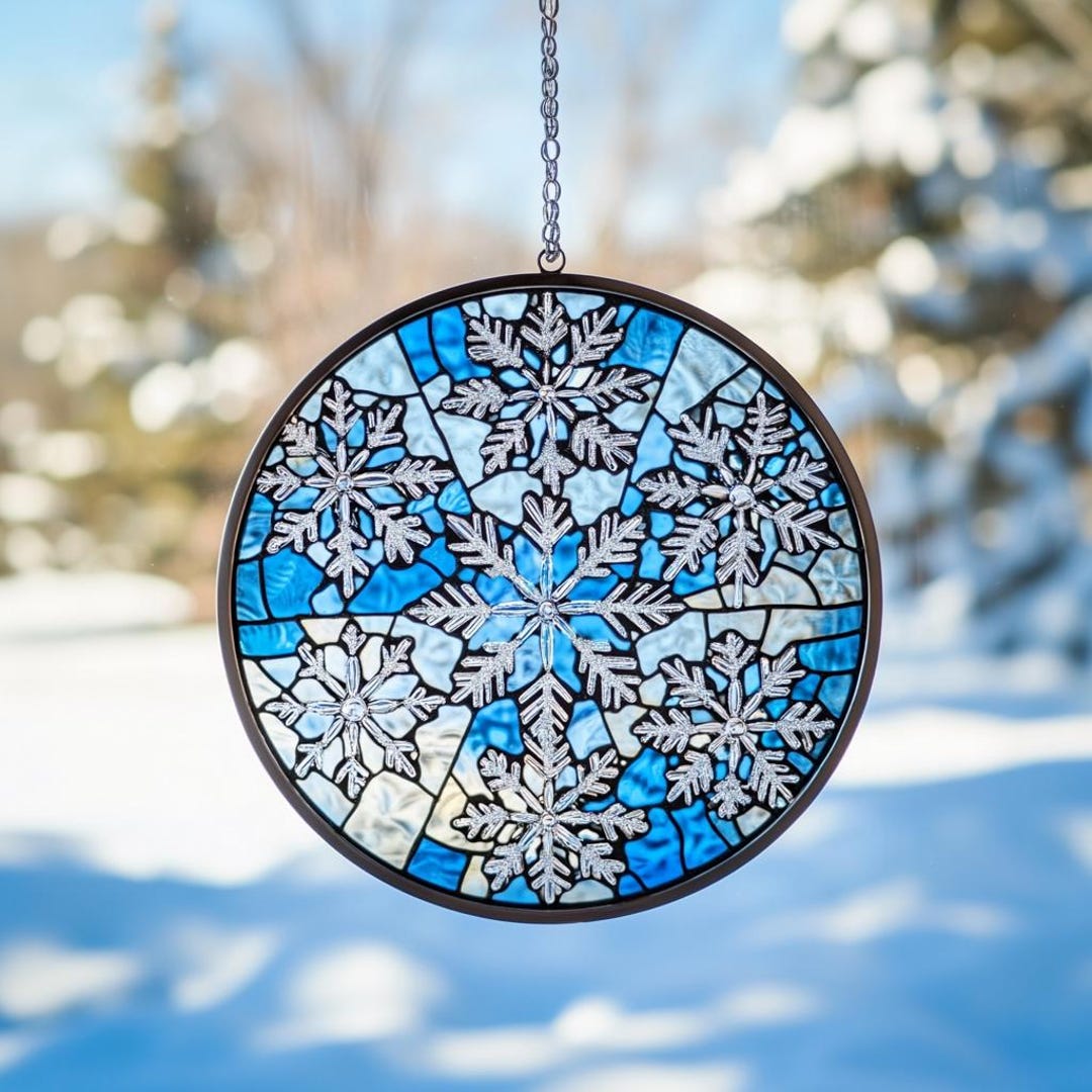 Winter Snowflake Suncatcher Window Hanging Blue Snowflake Acrylic ...